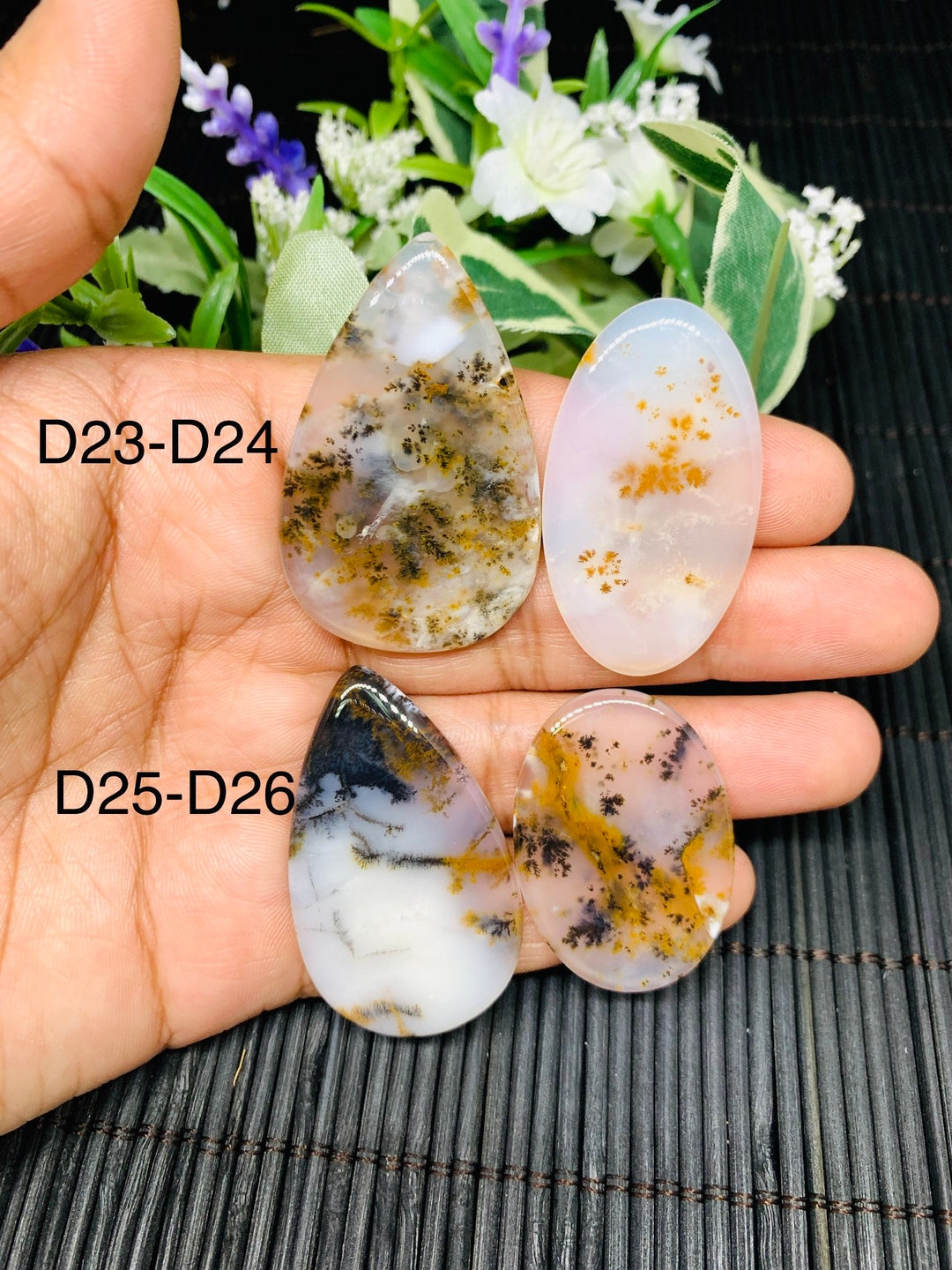 Dendritic Moss Agate Cabochon • Code D23- D26 • AAA Quality • Natural ...