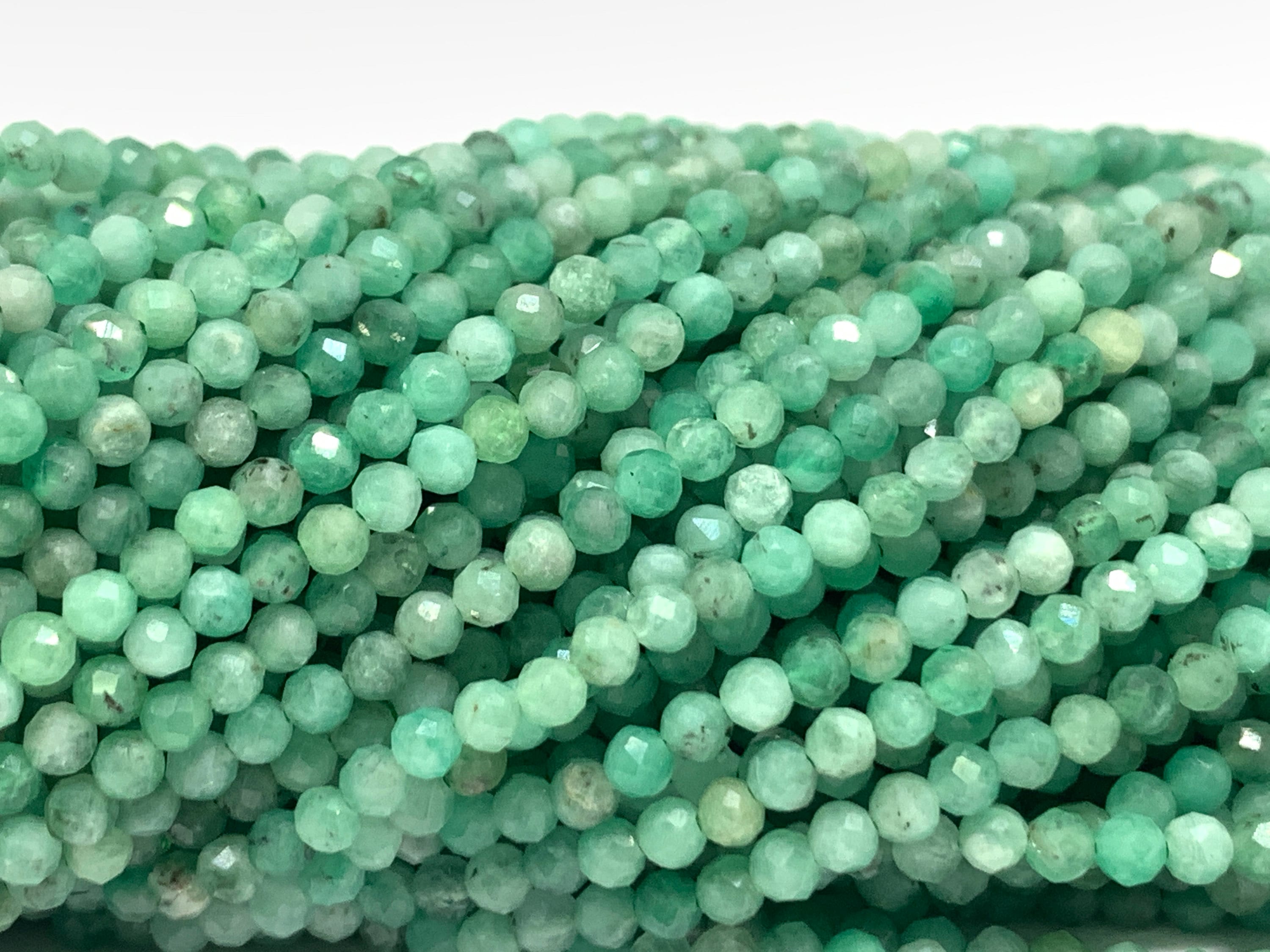 Natural Emerald Round Faceted 2mm Beads Length 40 Cm Natural | Etsy