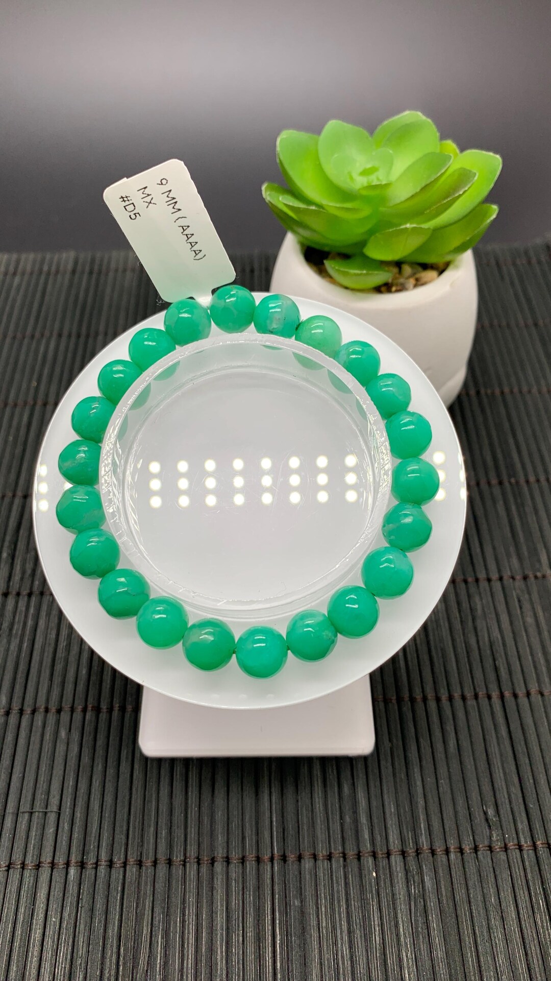 Chrysoprase Bracelet • 9 Mm Size • Code #D5 • AAAA Quality • Length 7.5” • Natural Chrysoprase ...