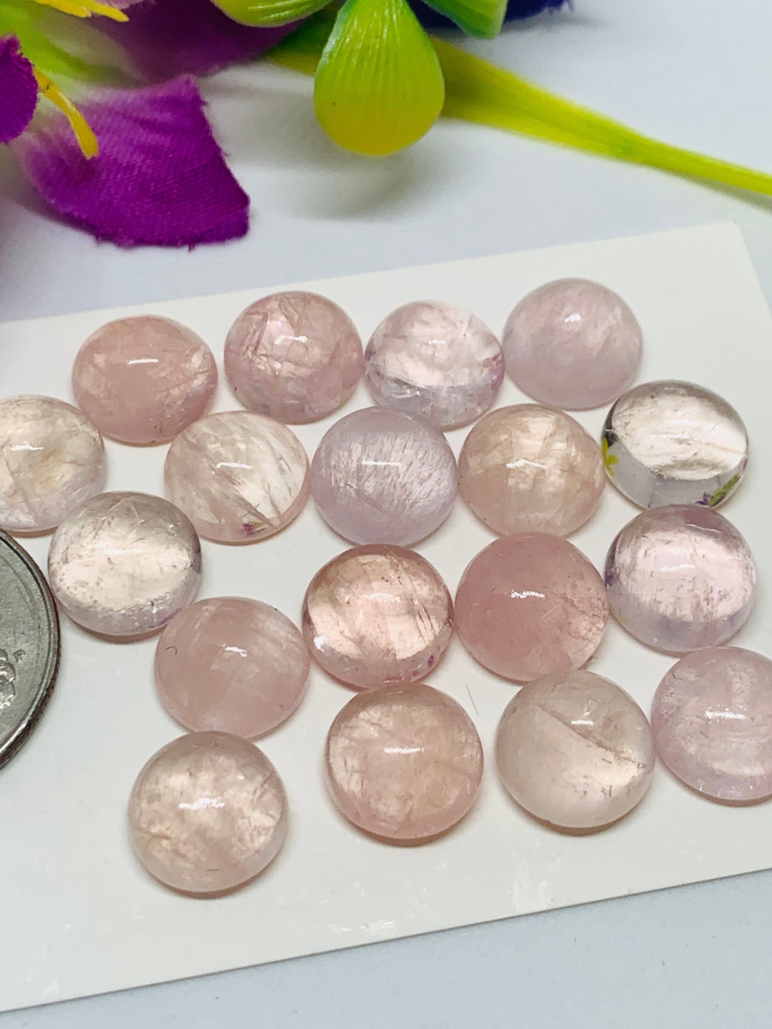 Morganite Round Cabochon • 9 Mm Size • Pack of 4 Pcs • AAA Quality ...