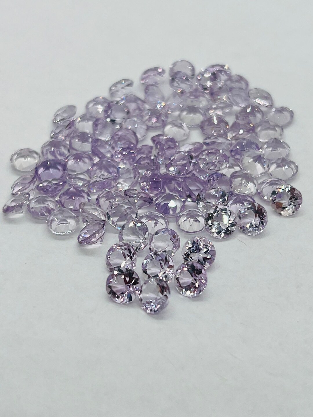 Pink Amethyst 5MM Round Cut Stone Pack of 5 Pc - Natural Amethyst Loose ...