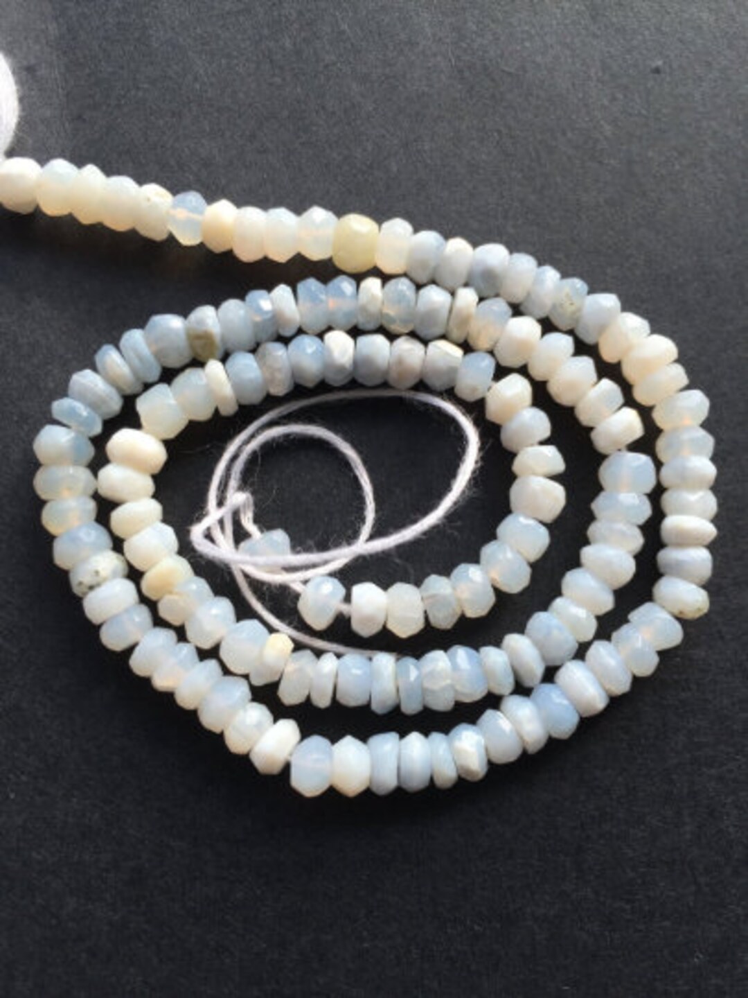 Peru Blue Opal Faceted Roundel, Fine Quality , 4-4.5mm Size- Length 14 ...