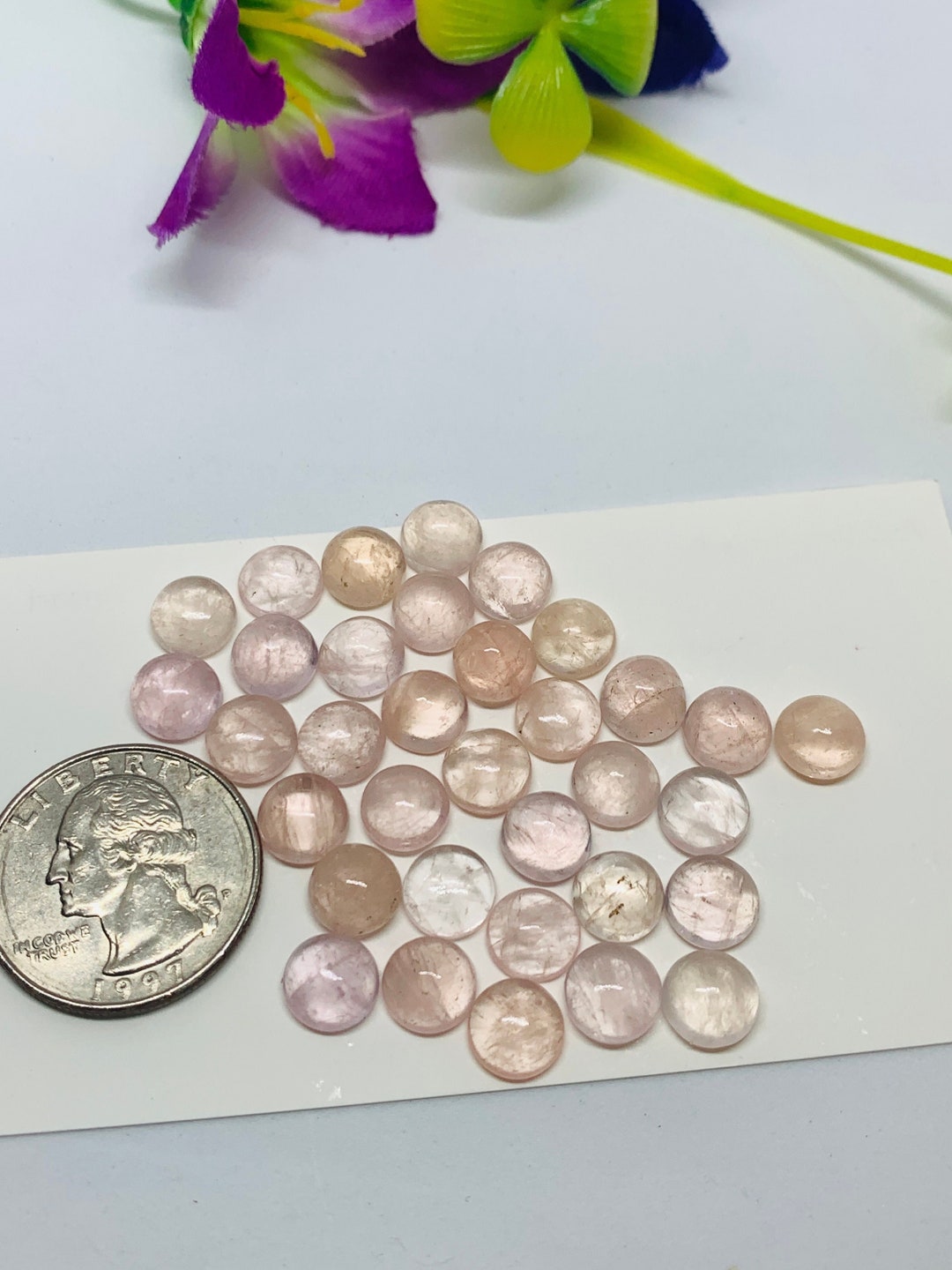 Morganite Round Cabochon • 8 Mm Size • Pack of 4 Pcs • AAA Quality ...