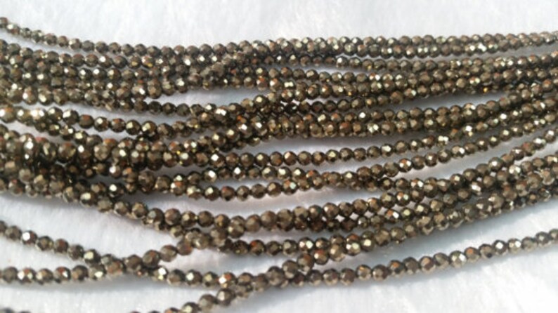Pack of 10 Strand 2.5MM China Cut Natural Pyrite Faceted Round ...