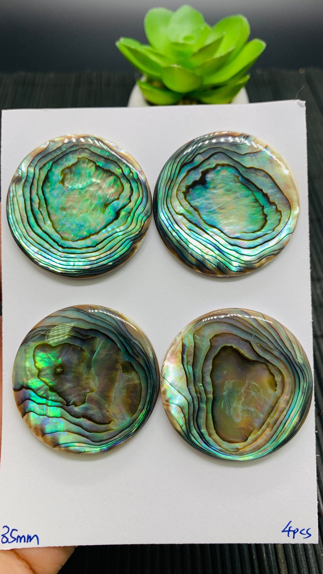 Abalone Shell Round Cabs- 35 Mm Size- Pack of 1 Pc- AAAA Quality ...