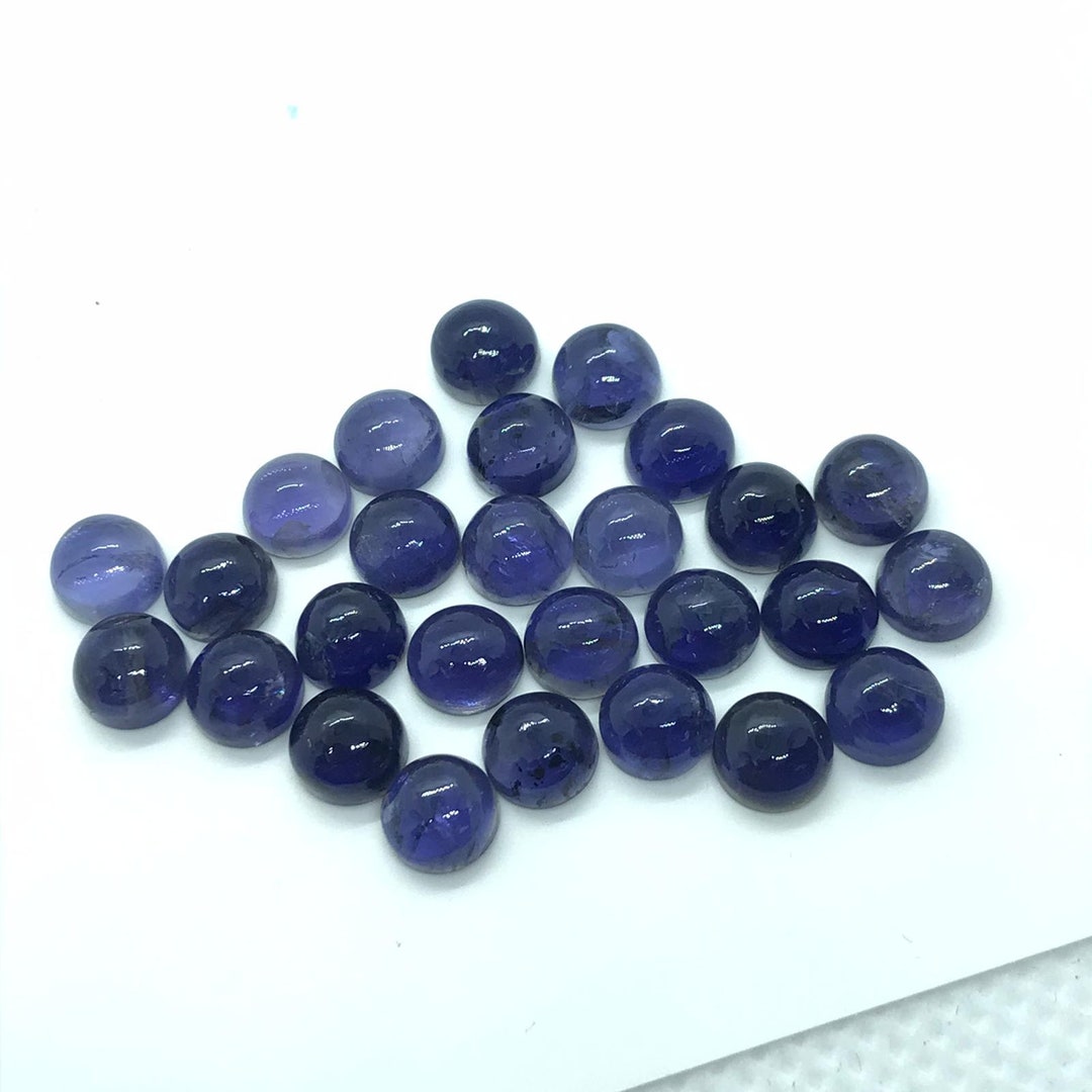 4MM Iolite Smooth Round Cabs, Natural Gemstone Cabochon . Loose Stone ...