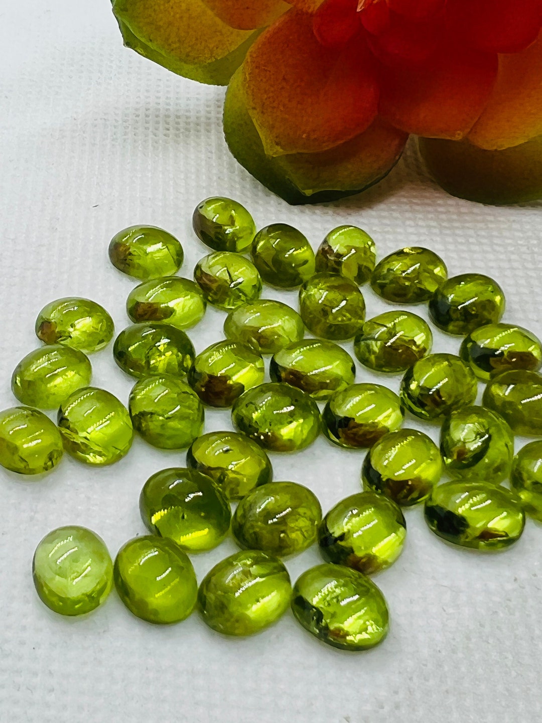 Peridot Oval 6X8MM Cabochons, AA Quality , Pack of 2 Pcs. Natural ...