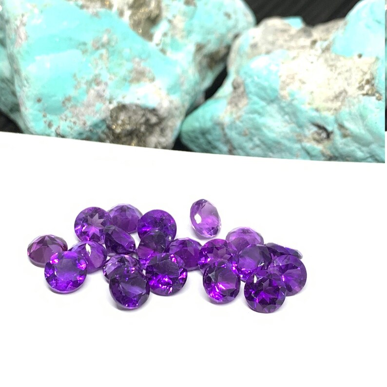 6mm Amethyst Round Cut Pack of 4 Pcs- African Amethyst Round Cut Stone ...