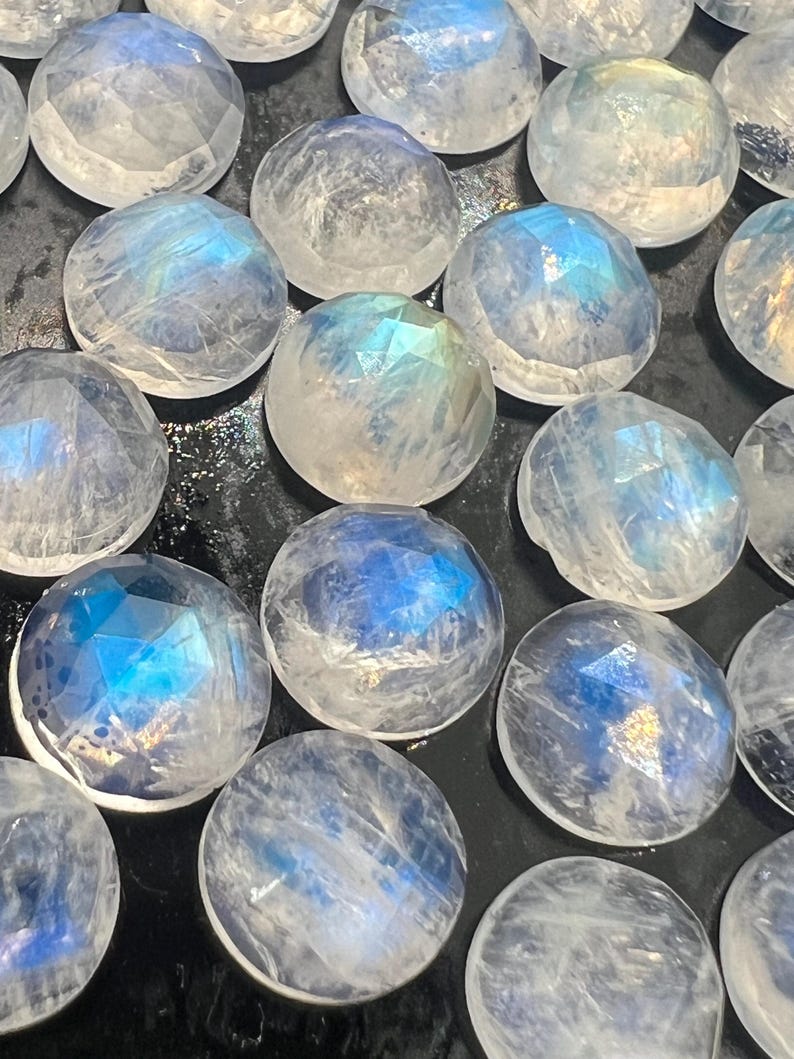 Moonstone 8mm Rose Cut Round, AAA Quality Moonstone Faceted - Pack of 5 ...