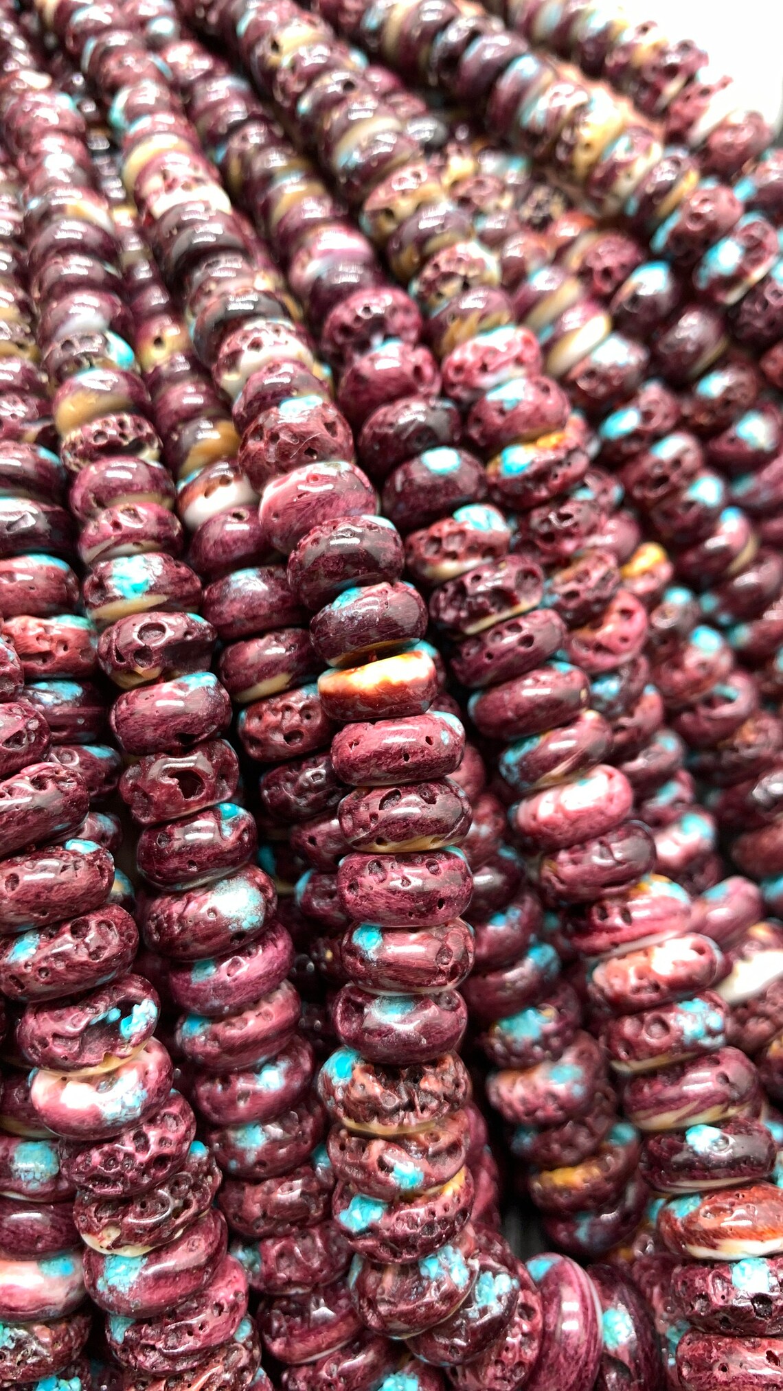 Purple Spiny Oyster Shell Roundel Beads • 6-12 Mm Size • 40 Cm Length ...