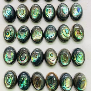 Abalone Shell Oval Cabs- 6x8mm Size- Pack of 4 Pcs- AAAA Quality ...