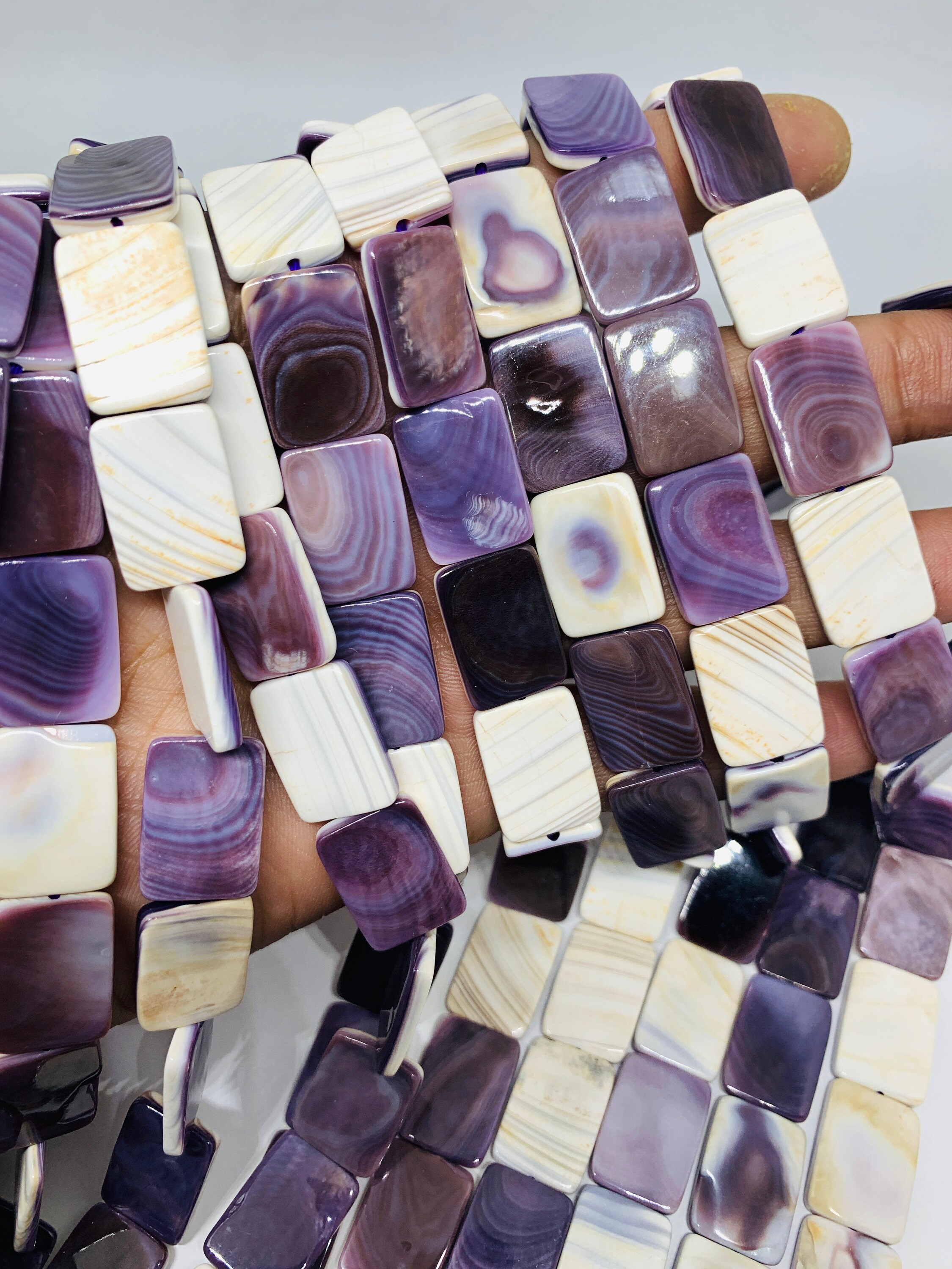 Wampum Quahog Shell Rectangle Beads • 12x16 Mm Size • 40 Cm Length ...