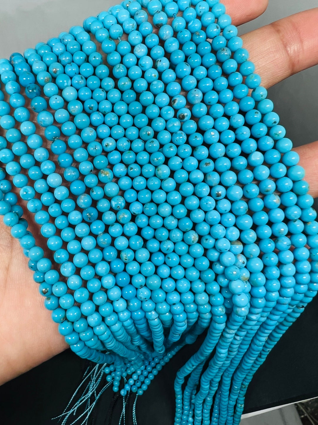 4MM Sleeping Beauty Turquoise Round Beads 100 % Natural Turquoise ...