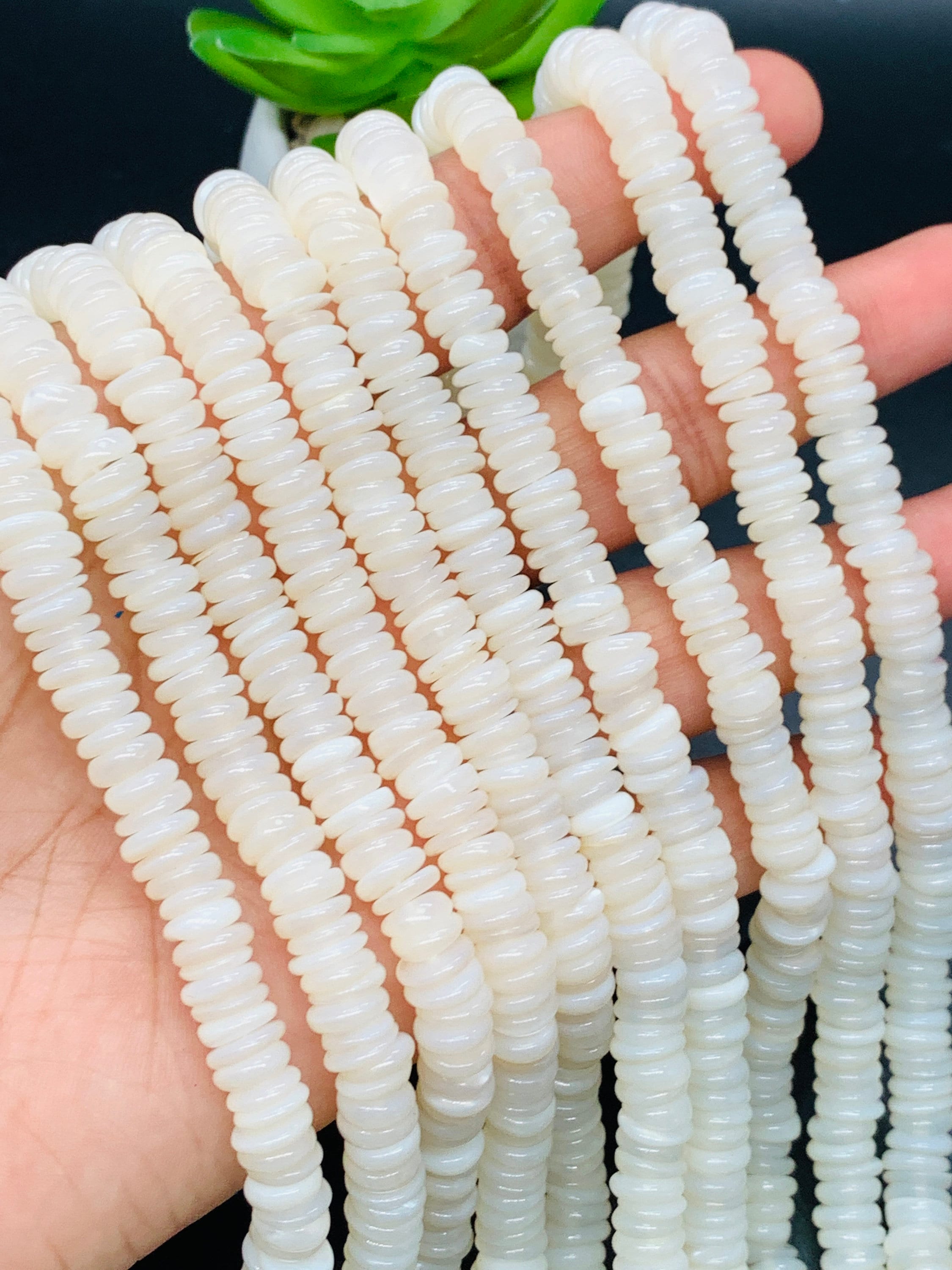 White Mother of Pearl Roundel Beads 7.5-8 Mm Size 40 Cm - Etsy