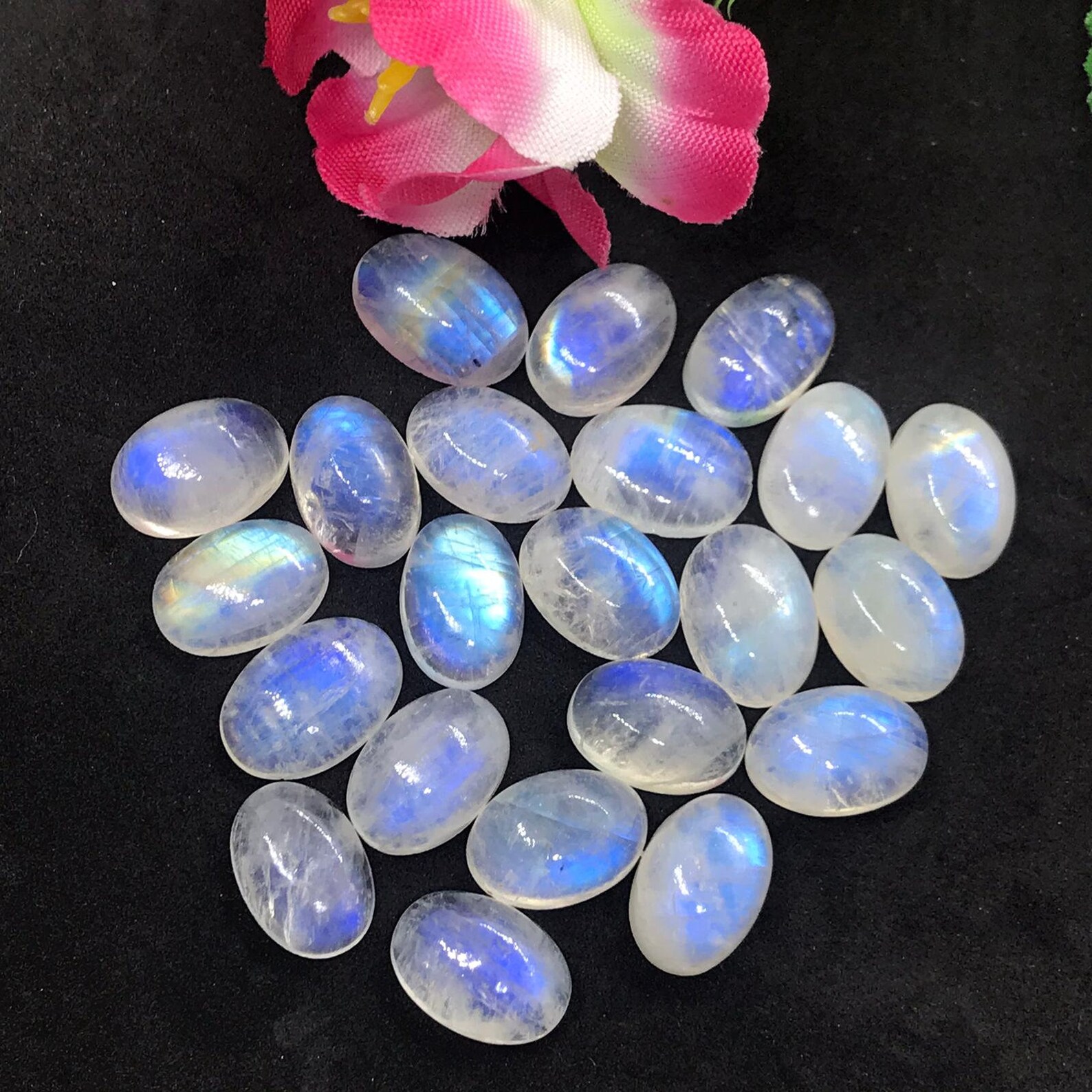 Moonstone 9X11 MM Rainbow Moonstone Oval Cabs Pack of 4 Pcs. - Etsy