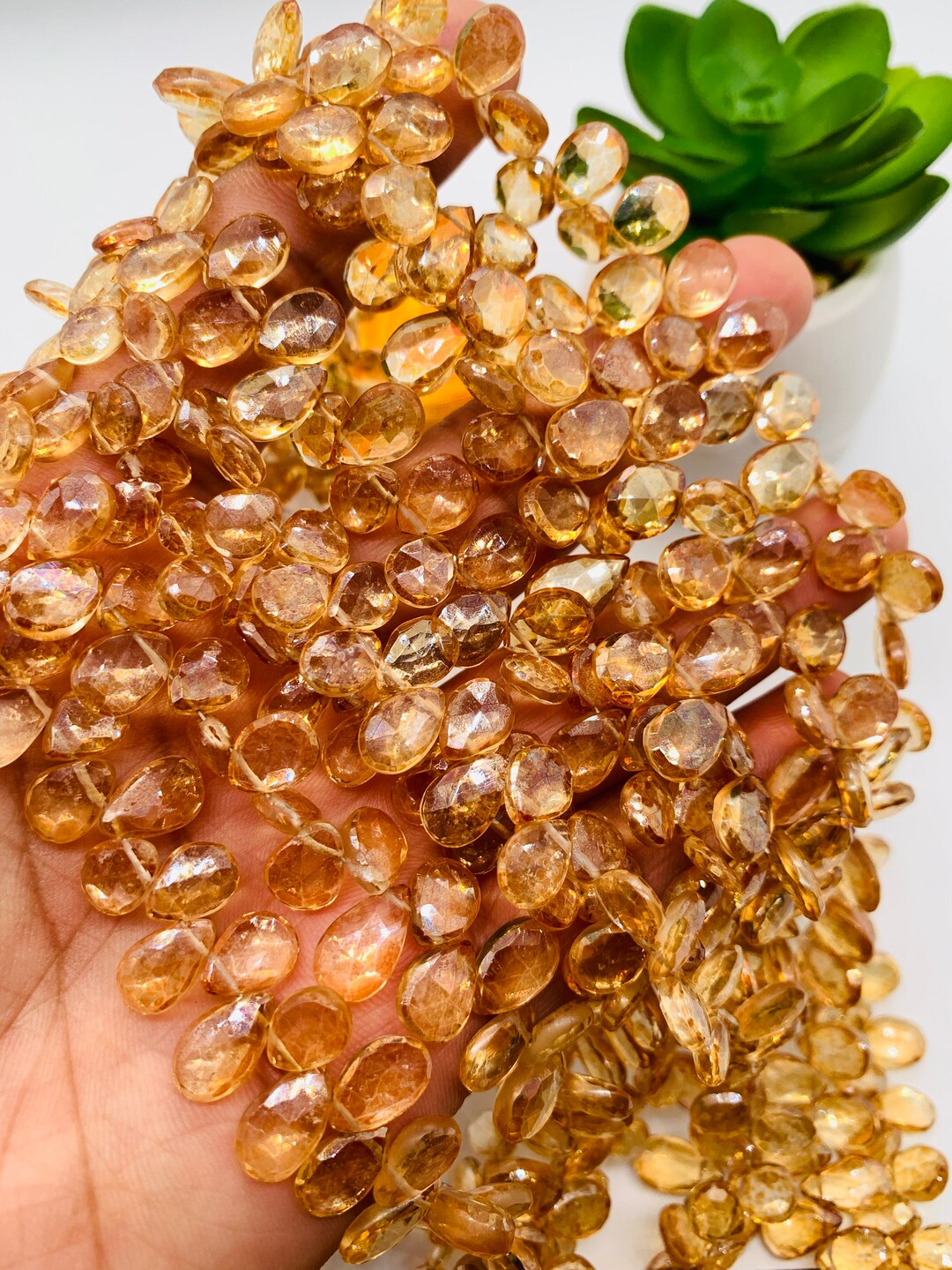 Topaz Pear Faceted Beads 7x10 Mm Size Length 10 Inch Coated Topaz Beads ...