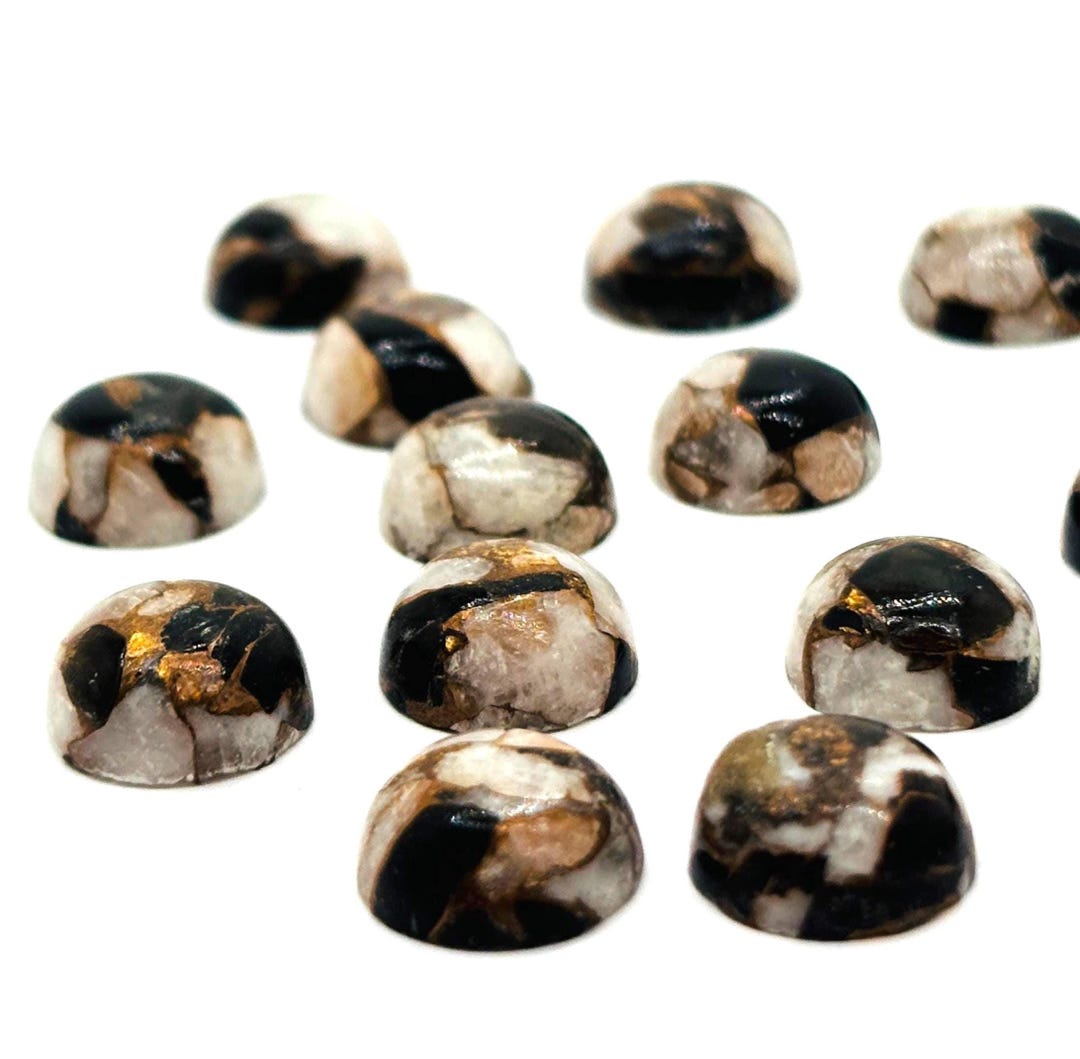 10mm Abalone Copper and Black Onyx Shell Cabs, Pack of 6 Pieces ...
