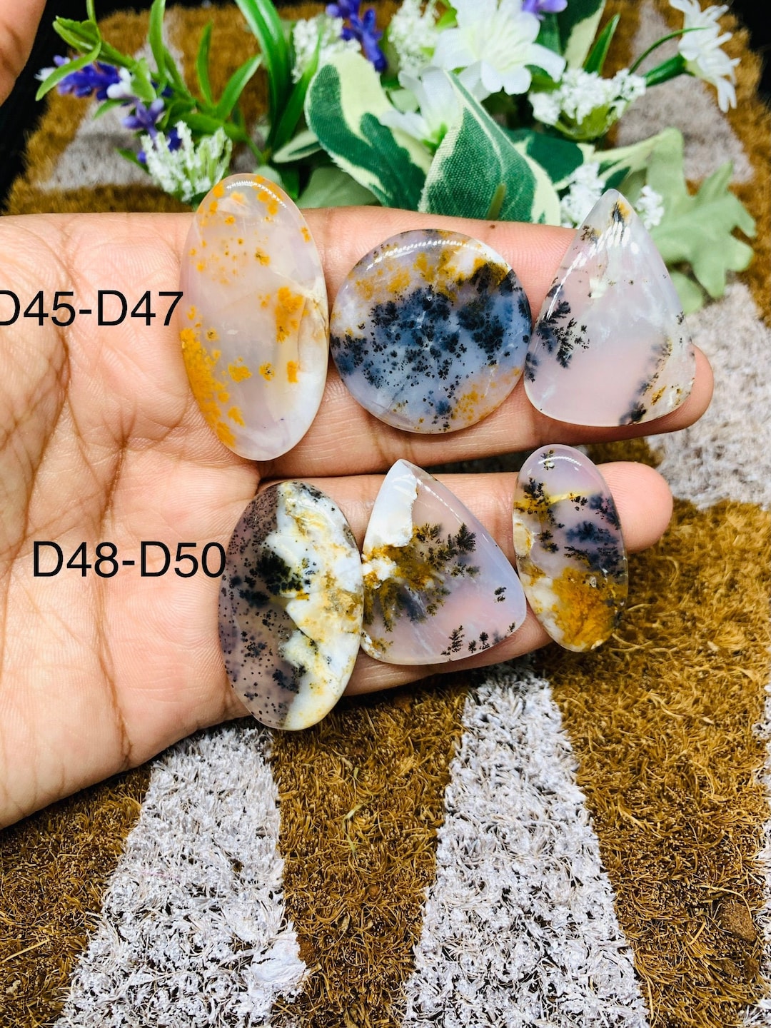 Dendritic Moss Agate Cabochon • Code D45- D50 • AAA Quality • Natural ...