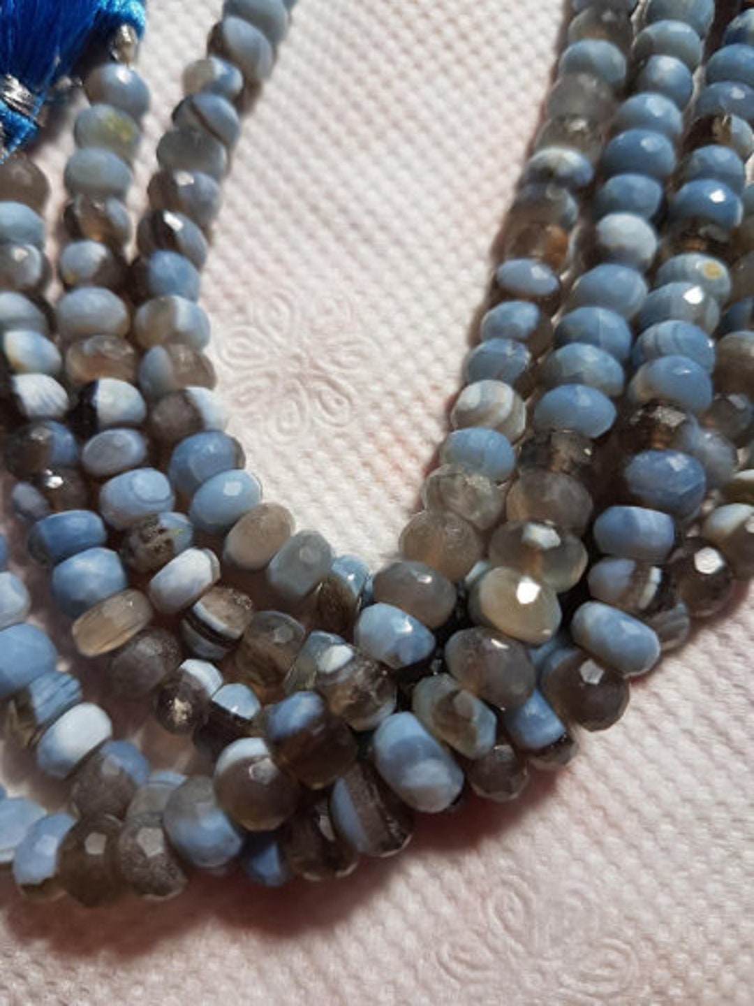 Blue Opal 8M With Grey Matrix , African Opal Faceted Rondelle 14 Inch ...