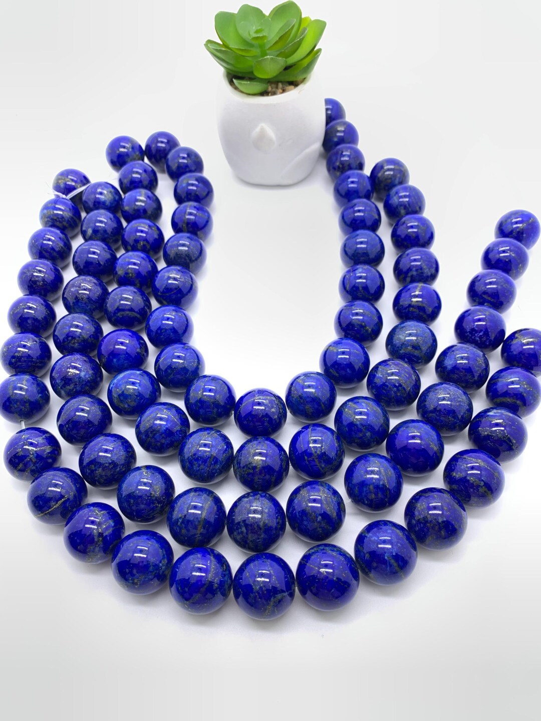 20 Mm Lapis Round Beads • Code #L3 • Length 40 Cm • AAAA Quality ...