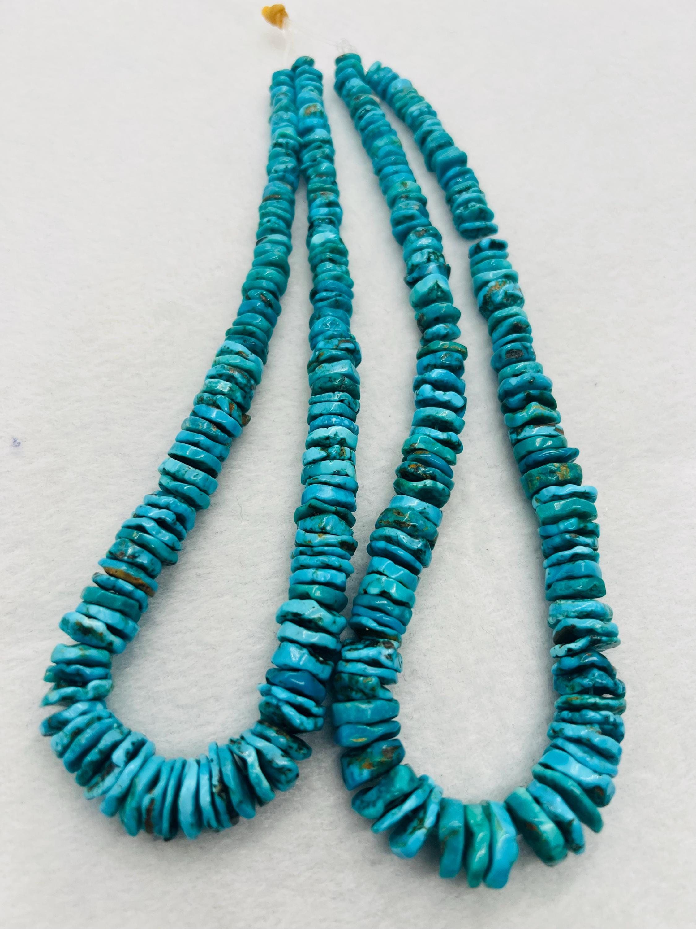 Turquoise Heishi Roundel 7-9mm Size, Natural Turquoise Beads, Length 14 ...