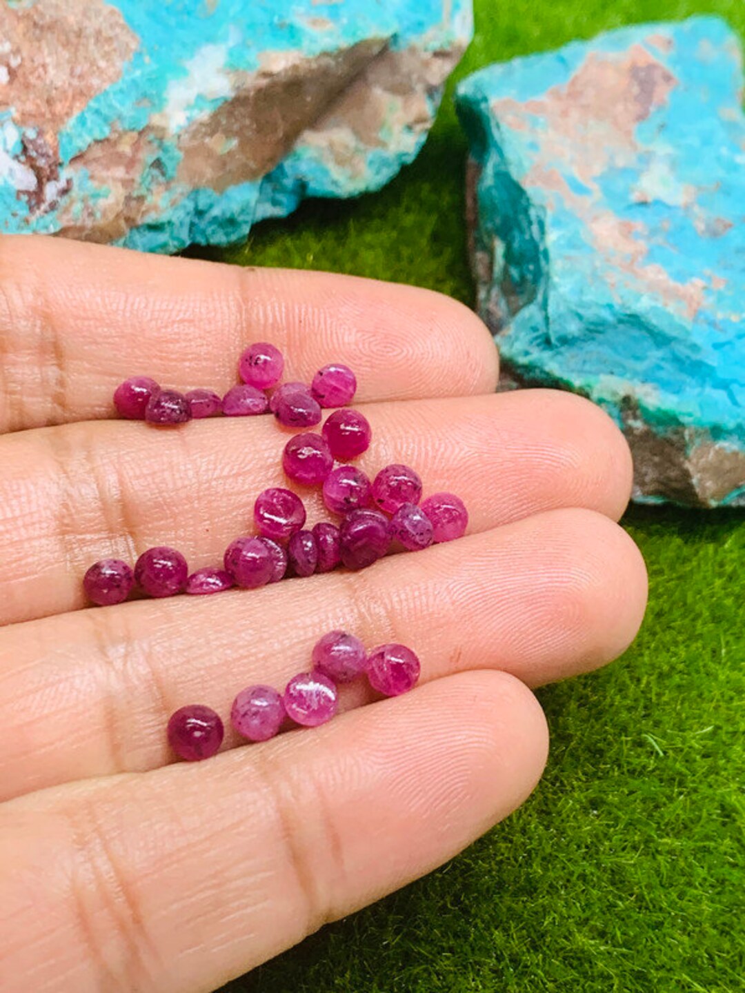 Natural Ruby Cabochon 4mm Size -pack of 4 Pieces - AA Quality- Origin ...