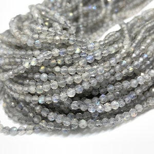 Labradorite 2.5M Round Faceted Beads,micro Faceted Beads in Length 15 ...