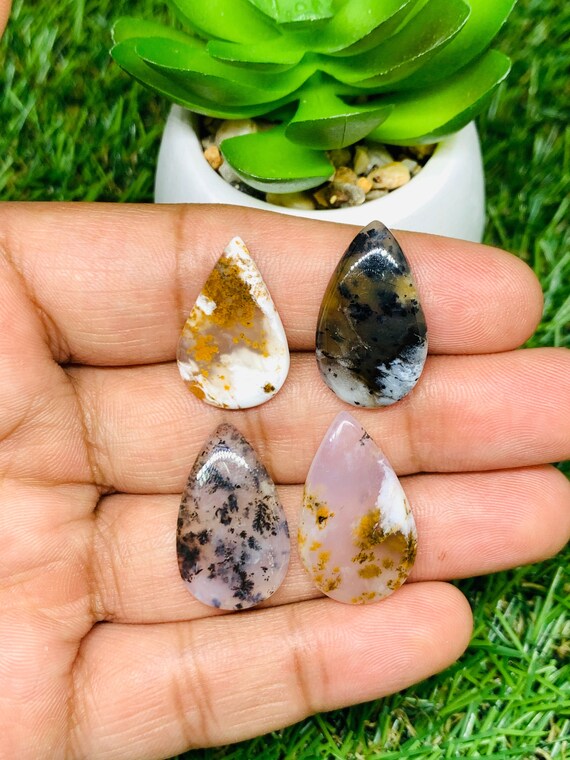 Dendritic Moss Agate Cabochon Code D78 Size 22-25x14-15 mm | Etsy