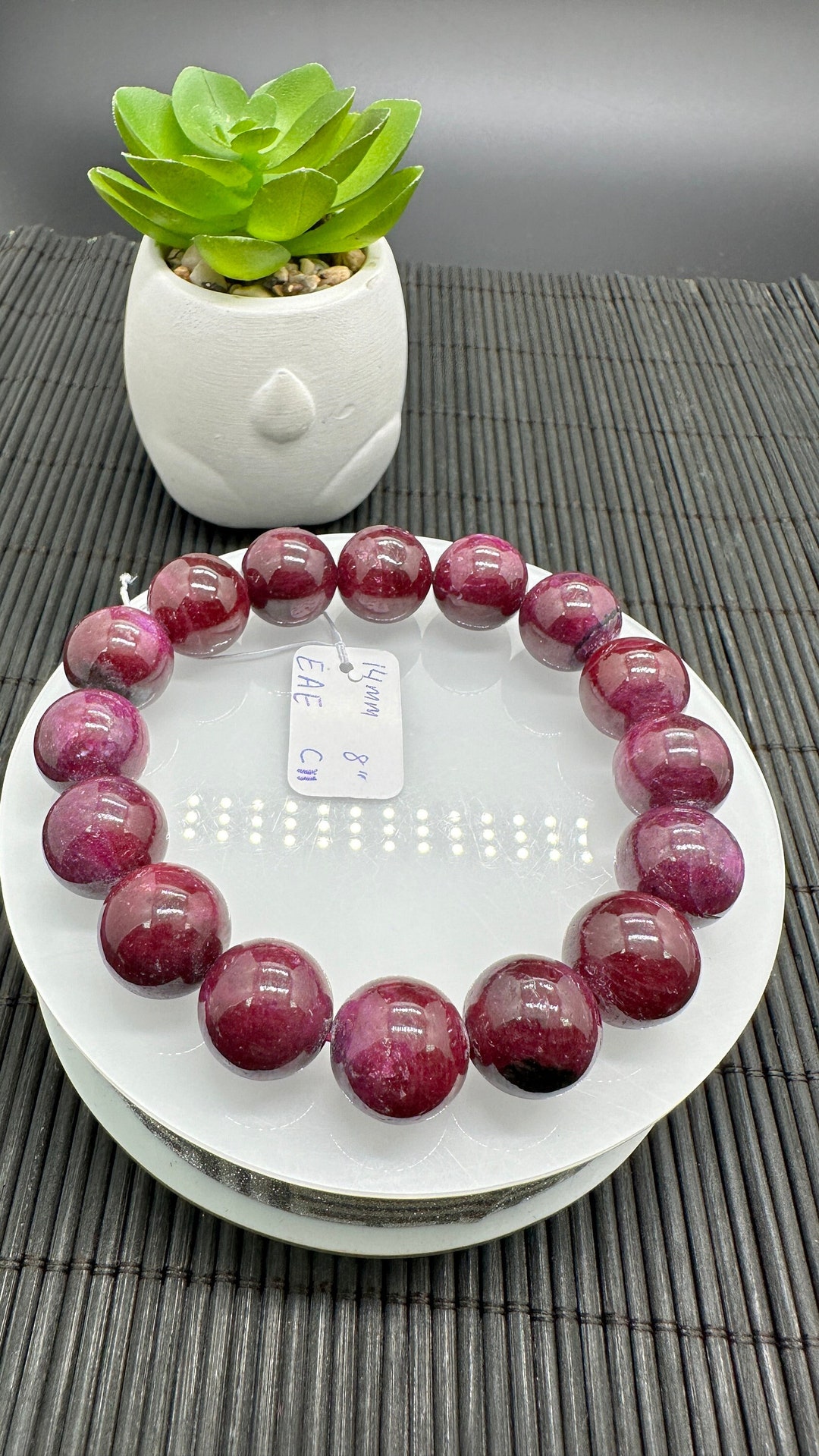 Ruby Round Bracelet • 14 Mm Size • Code C11 • 8 Inch Length • AAA ...