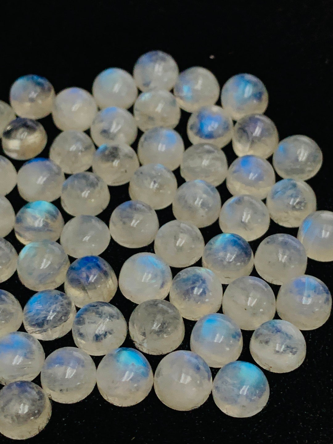 6MM Moonstone Cabs- 6 Pcs Pack Blue Moonstone , Rainbow Moonstone Top ...