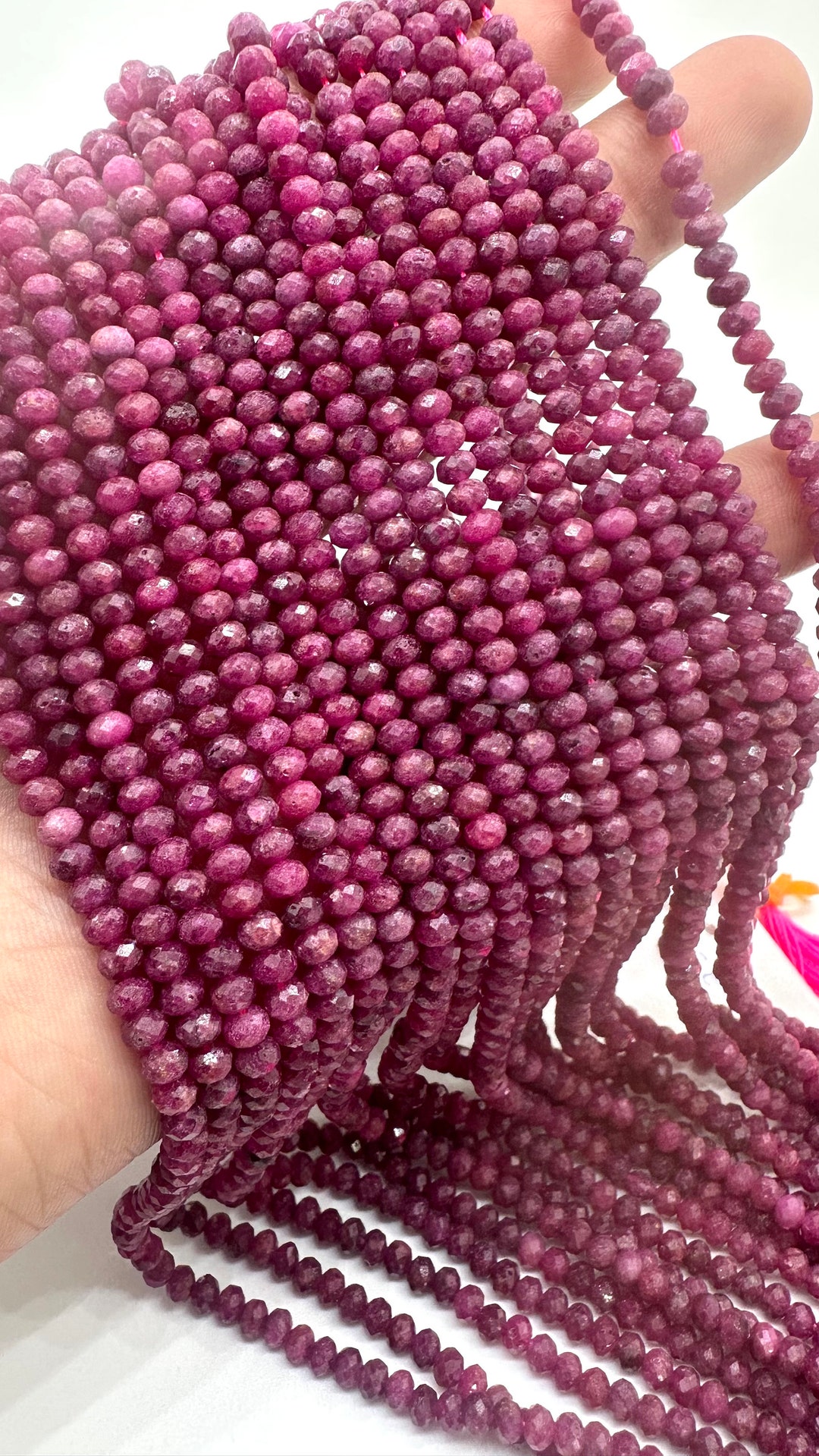Ruby Faceted Roundel Beads 4 Mm Size - AAA Quality Beads - Length 40 Cm ...