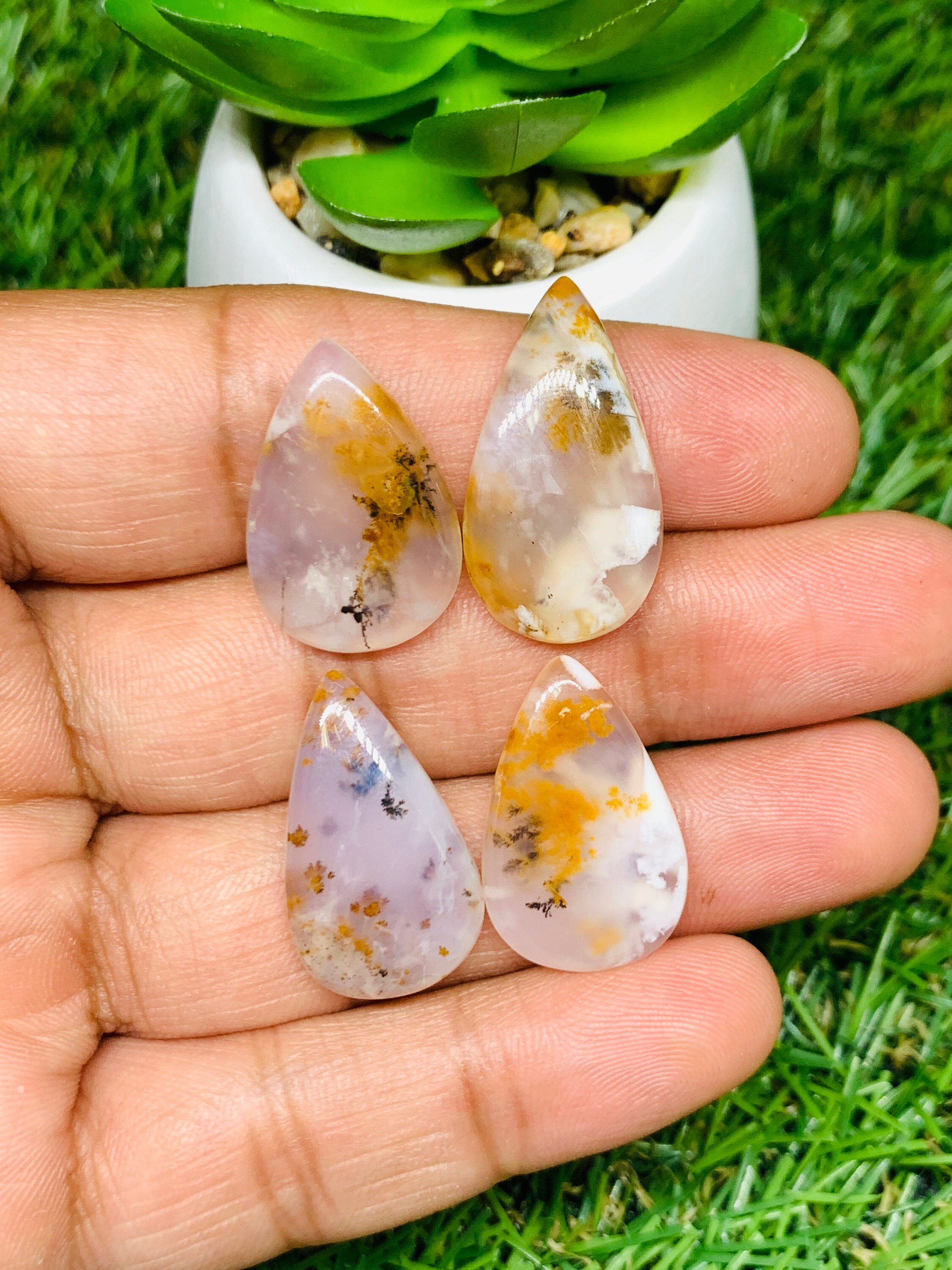 Dendritic Moss Agate Cabochon Code D77 Size 22-25x14-15 mm | Etsy