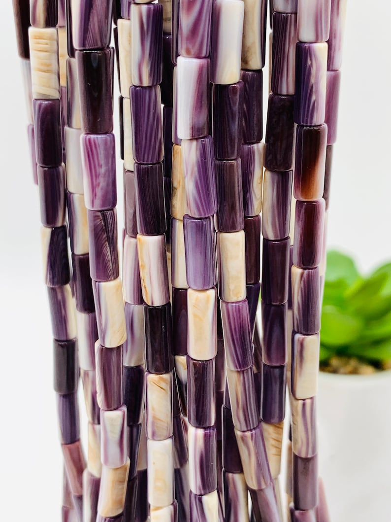 Wampum Quahog Shell Tube Beads • 4x8 Mm Size • 40 Cm Length • AAA ...