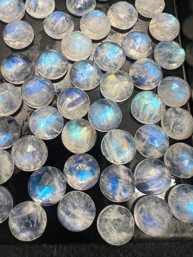 Moonstone 8mm Rose Cut Round, AAA Quality Moonstone Faceted - Pack of 5 ...