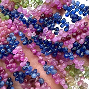 Sapphire Faceted Drop Beads 3X5 Mm Size - 6 Inch Length - AAA Quality ...