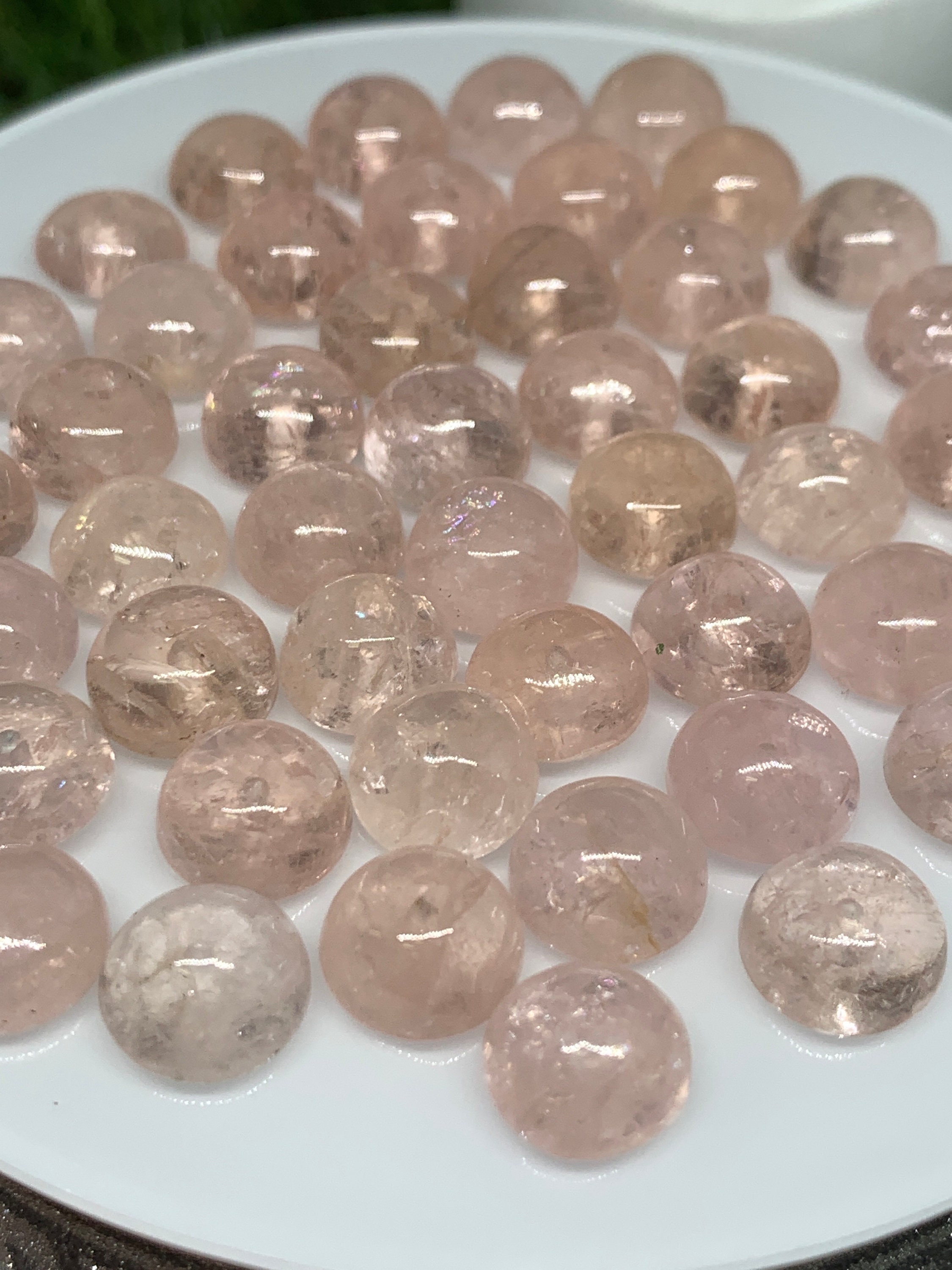 Morganite Cabochon 10mm Size Half Drill Pack of 4 Pcs - Etsy