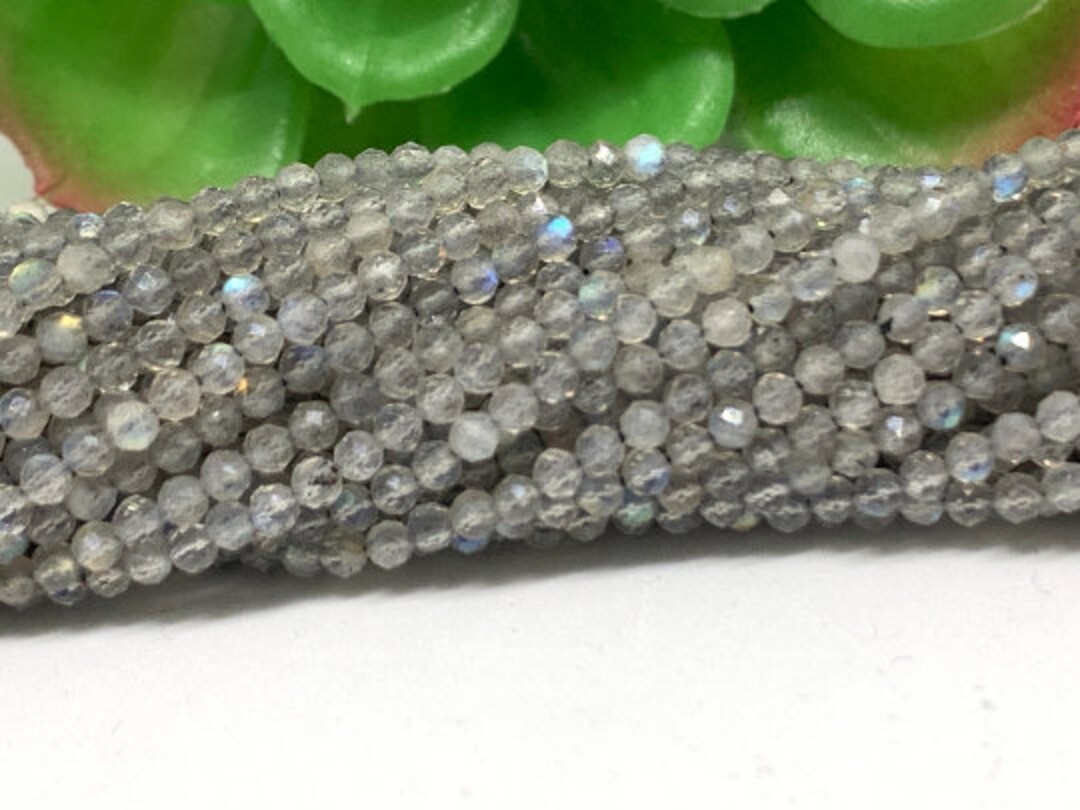 Labradorite 2.5M Round Faceted Beads,micro Faceted Beads in Length 15 ...