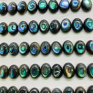 Abalone Shell Oval Cabs- 6x8mm Size- Pack of 4 Pcs- AAAA Quality ...