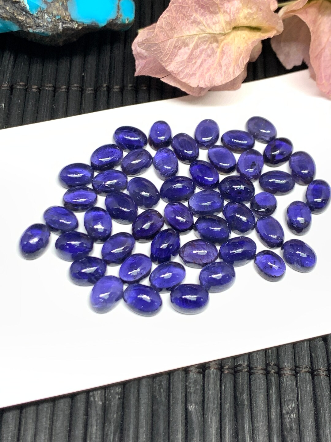 4 Pcs Iolite Oval Cabochon 5x7 Mm Size Code #i16 Dark Blue Color- AAA ...