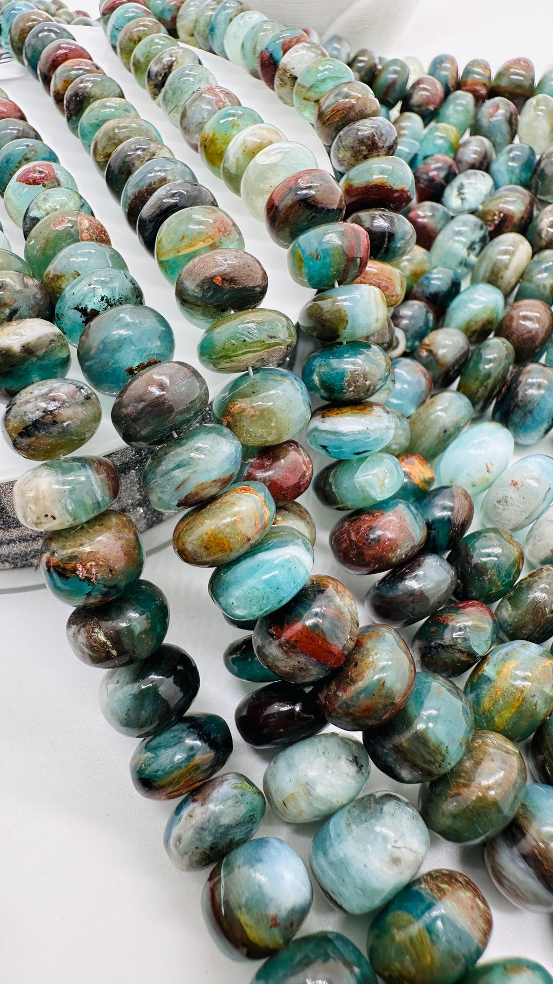 Peruvian Opal Roundel Beads • 7- 15 Mm Size • Length 16 Inch • AAA ...