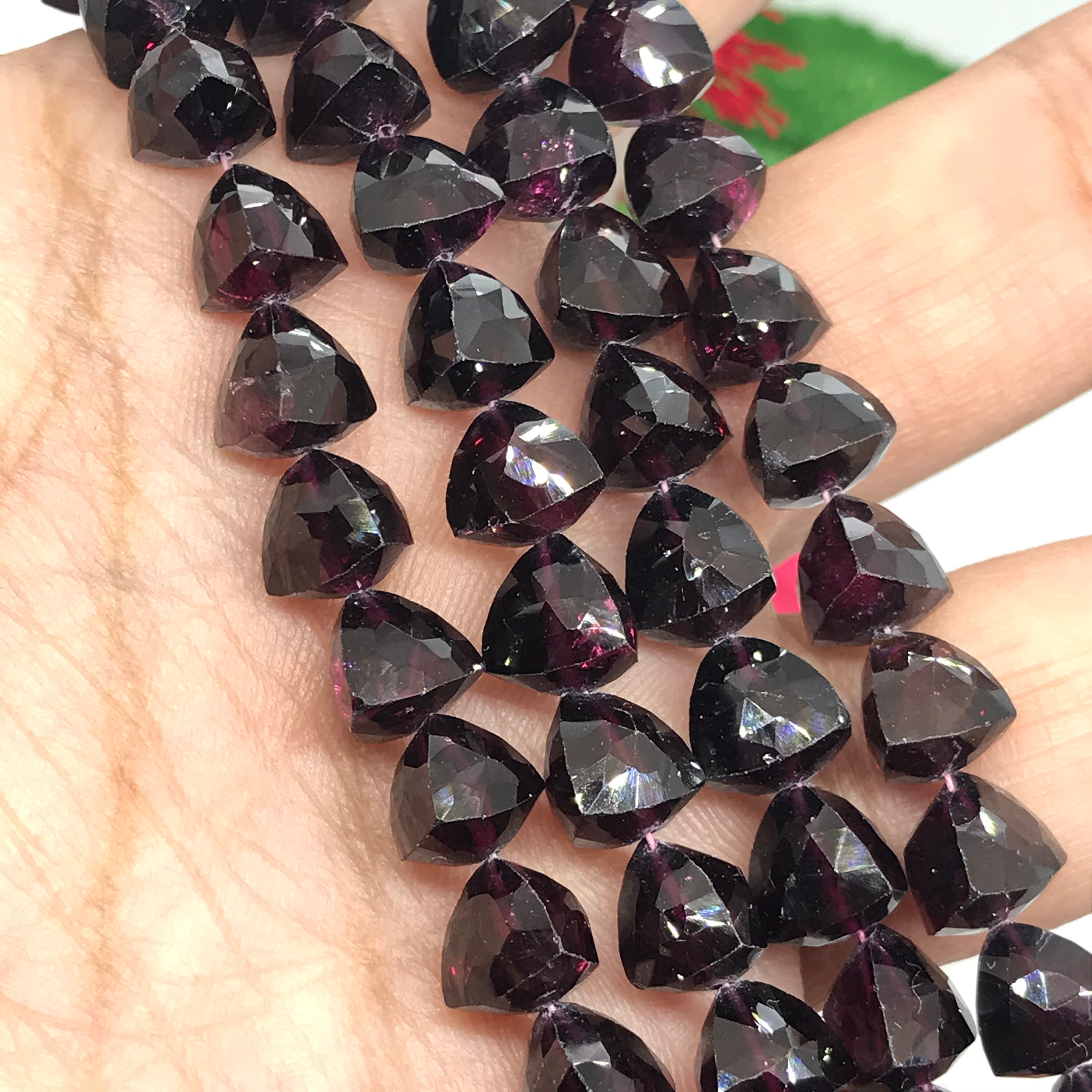 Garnet Faceted Pyramid 6 MM , Length 8 Inch , Natural Indian Red Garnet ...