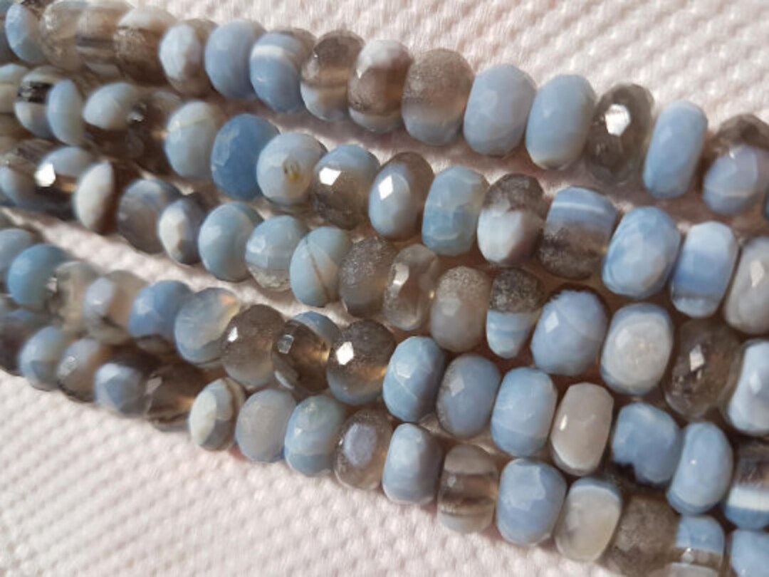 Blue Opal 8M With Grey Matrix , African Opal Faceted Rondelle 8 Inch ...