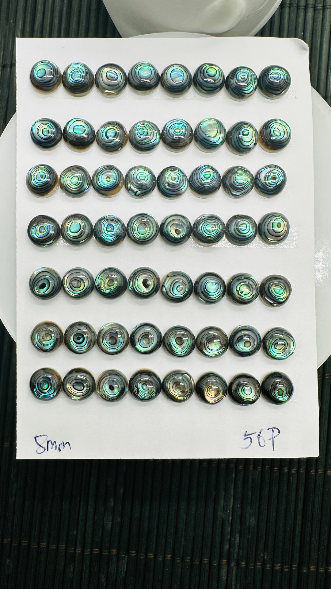 Abalone Shell Round Cabs- 8 Mm Size- Pack of 4 Pcs- AAAA Quality ...