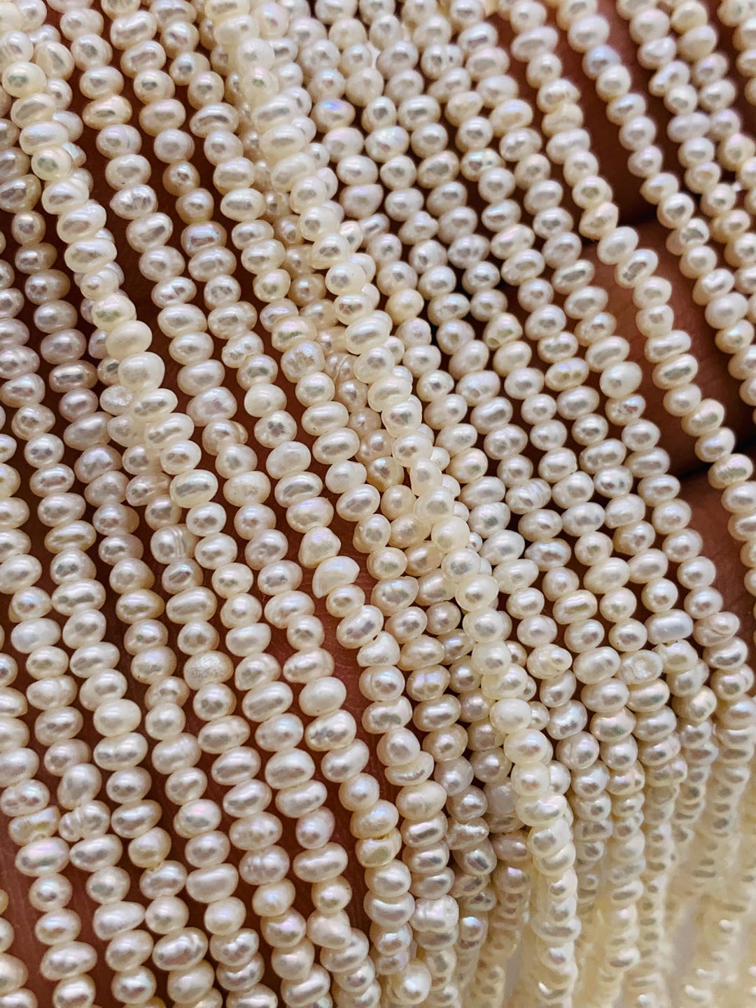 2-2.5 MM Freshwater Pearl Roundel Beads - AA Quality - 40 Cm Length ...