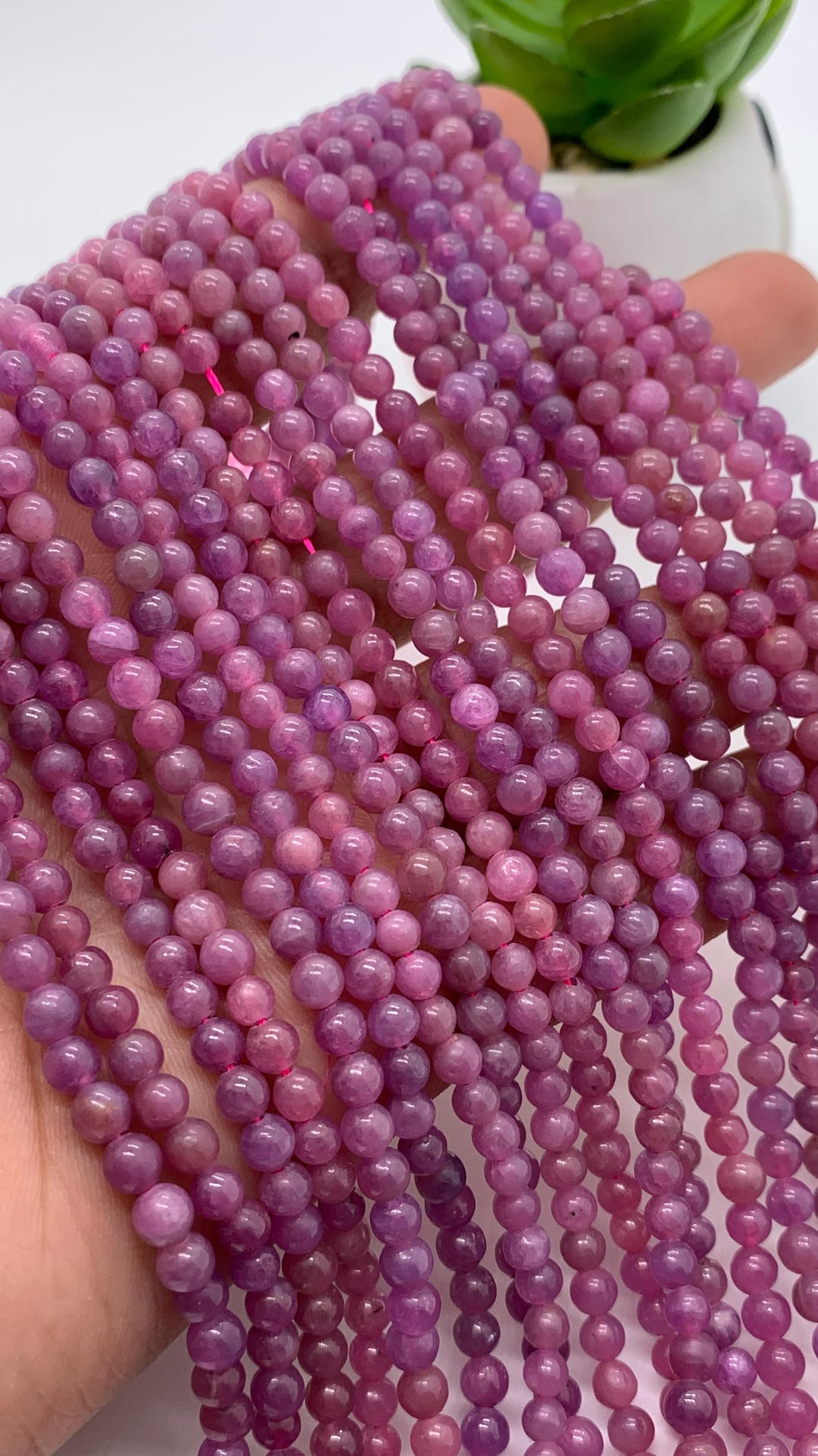 Natural Ruby Round Beads • 4 Mm Size • AA+ Quality • 40 Cm Length ...