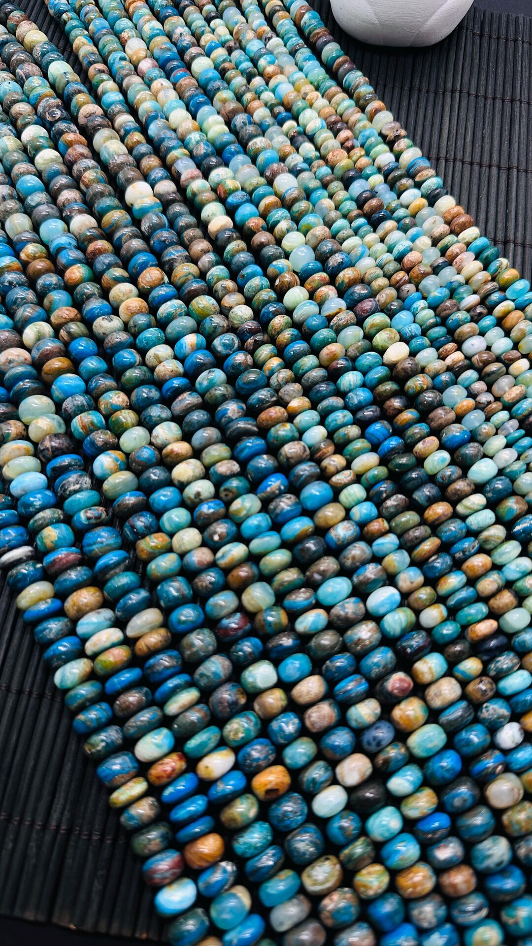 Blue Opalina Roundel Beads • 6mm 8mm Size • 14 Inch Length • Natural ...