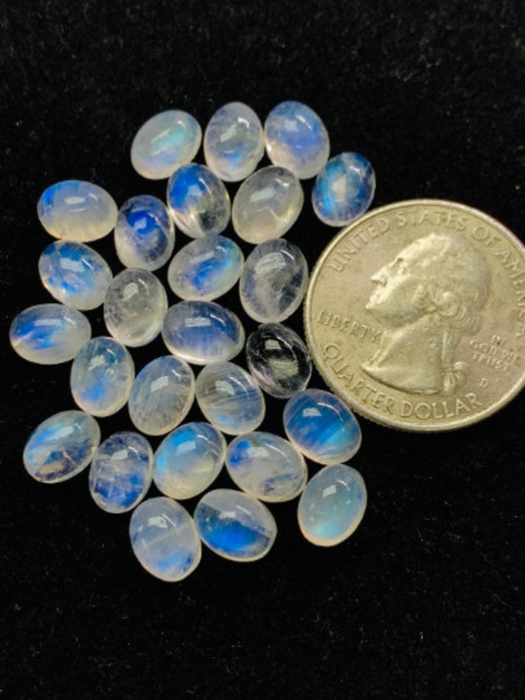 Moonstone 5X7 MM Oval Cabs , Pack of 6 Pcs. AAAA Quality Cabochon ...