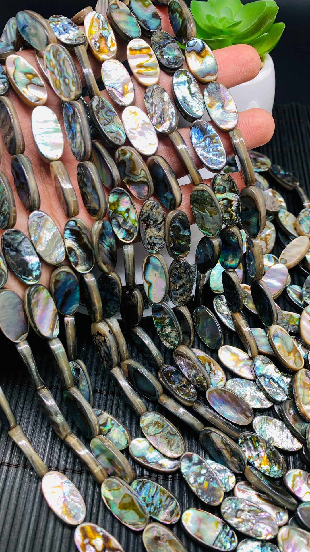 Abalone Shell Oval Beads • 10x20 Mm Size • 40 Cm Length • AAA Quality ...