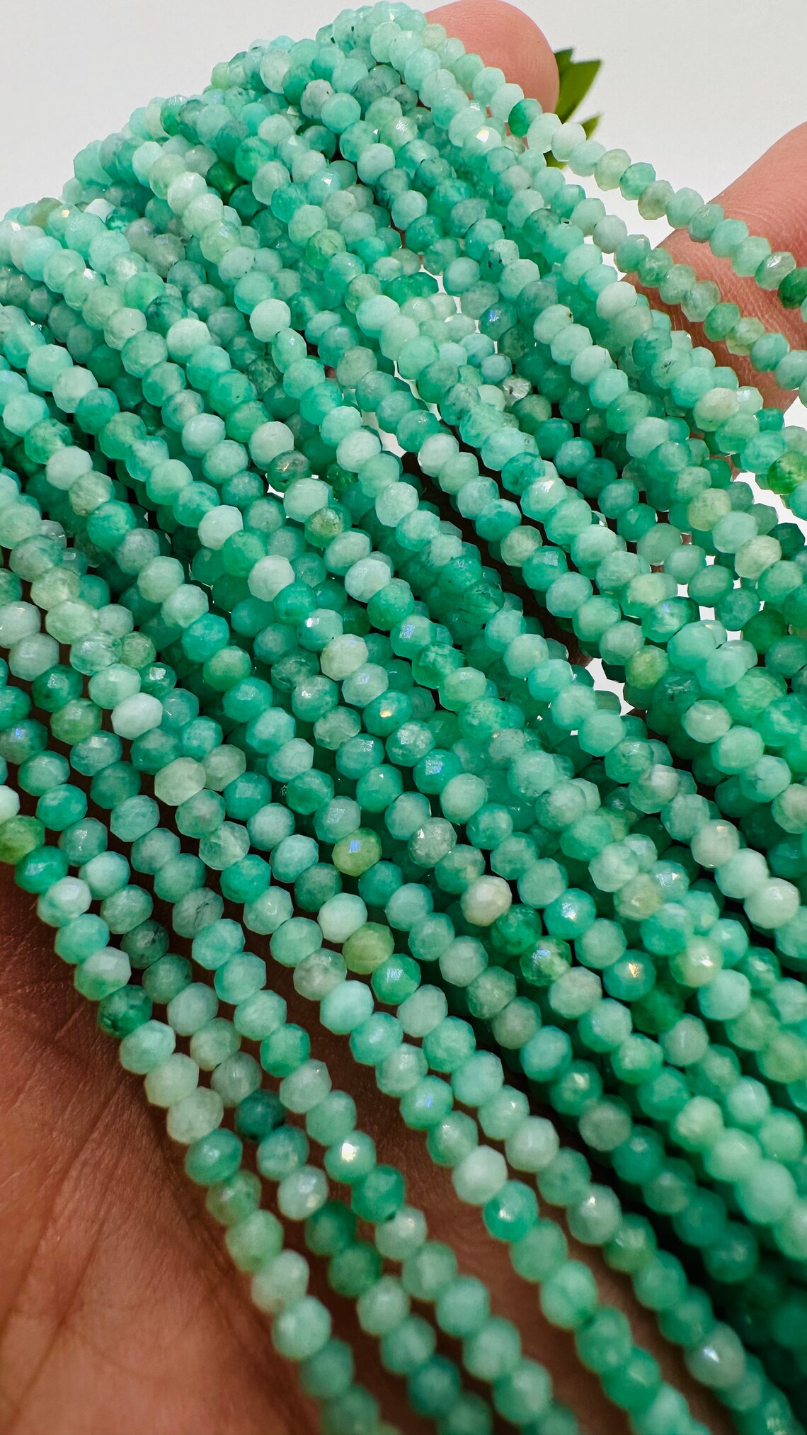 Emerald Roundel Faceted Beads 3 Mm Size - AAA Quality - Length 40 Cm ...