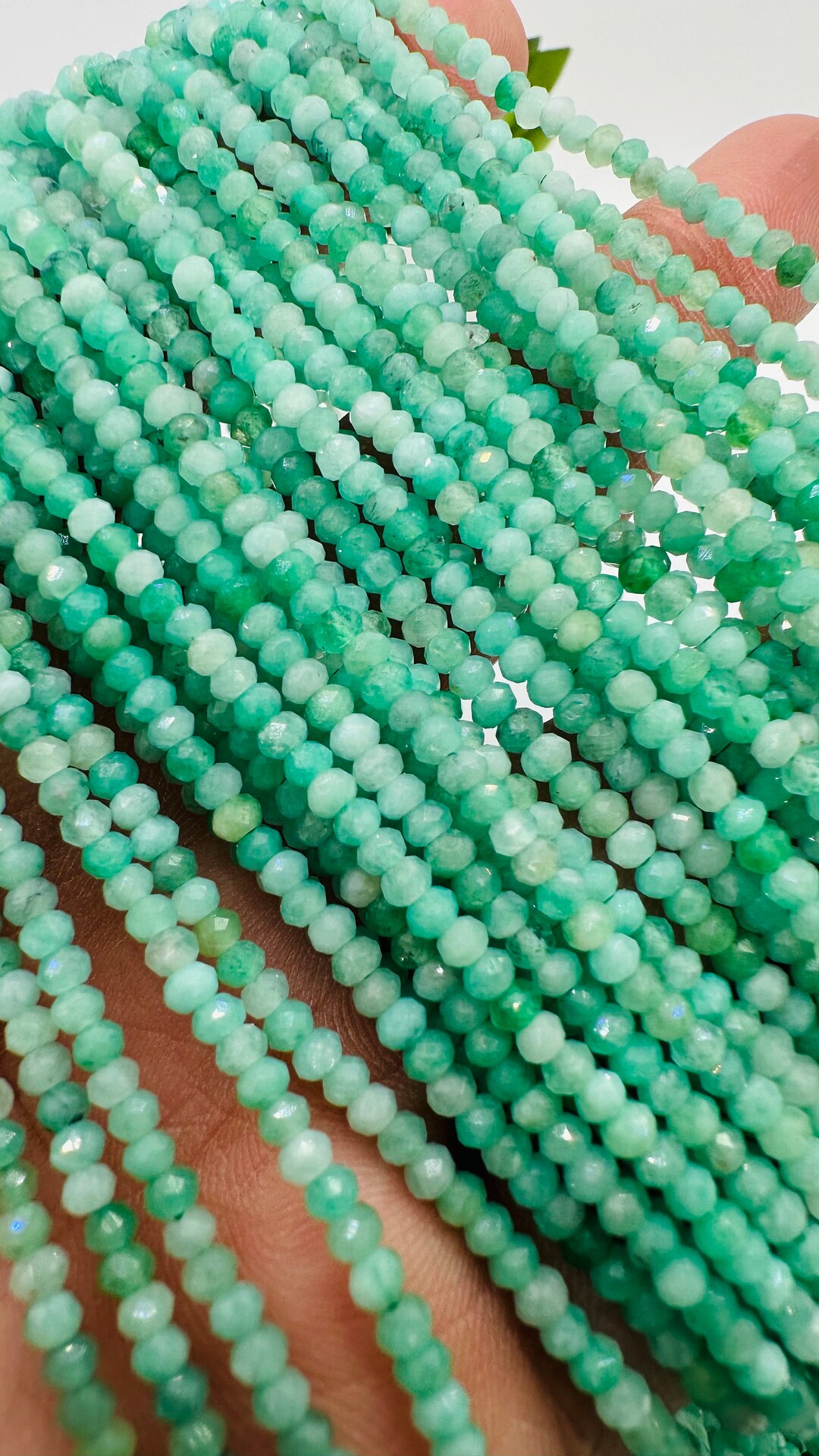 Emerald Roundel Faceted Beads 3 Mm Size - AAA Quality - Length 40 Cm ...